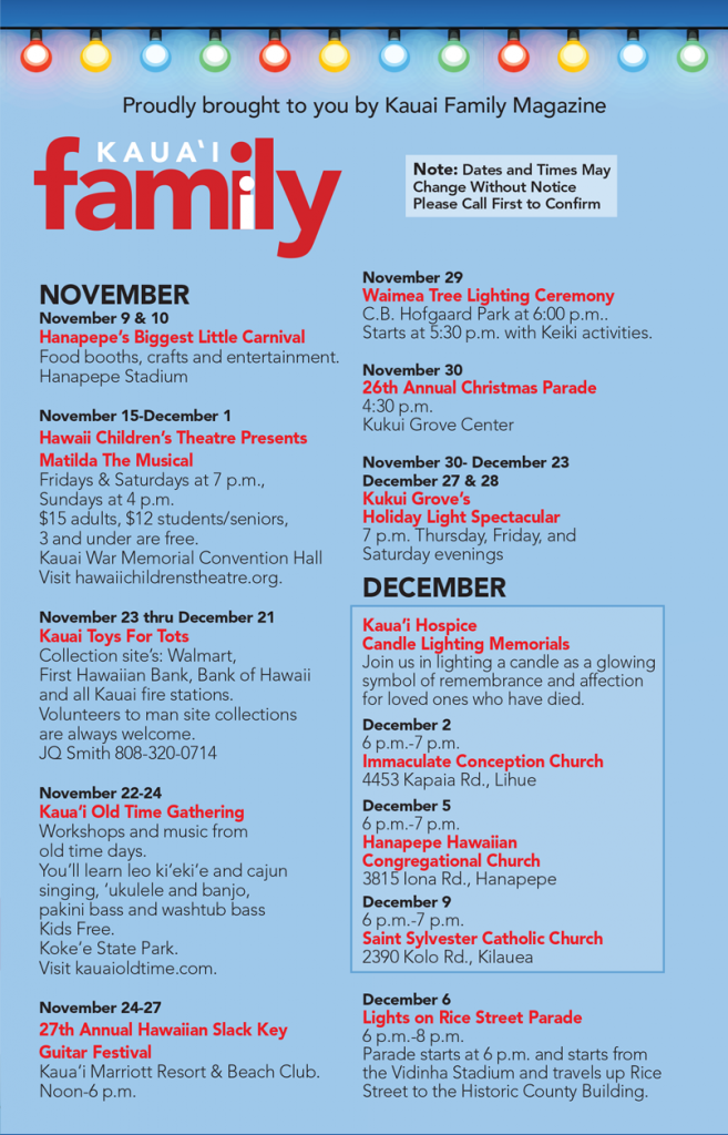 Holiday Family Fun Festivals and Events - Kauai Family Magazine
