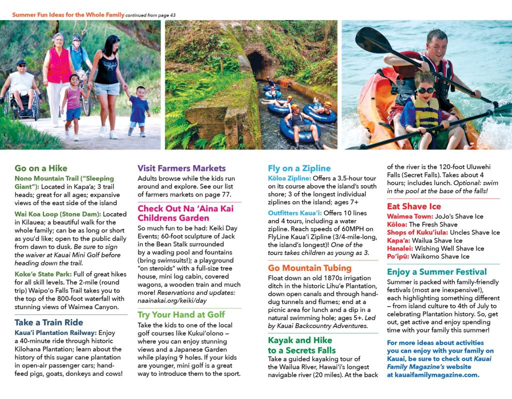 Summer Fun Ideas for the Whole Family - Kauai Family Magazine